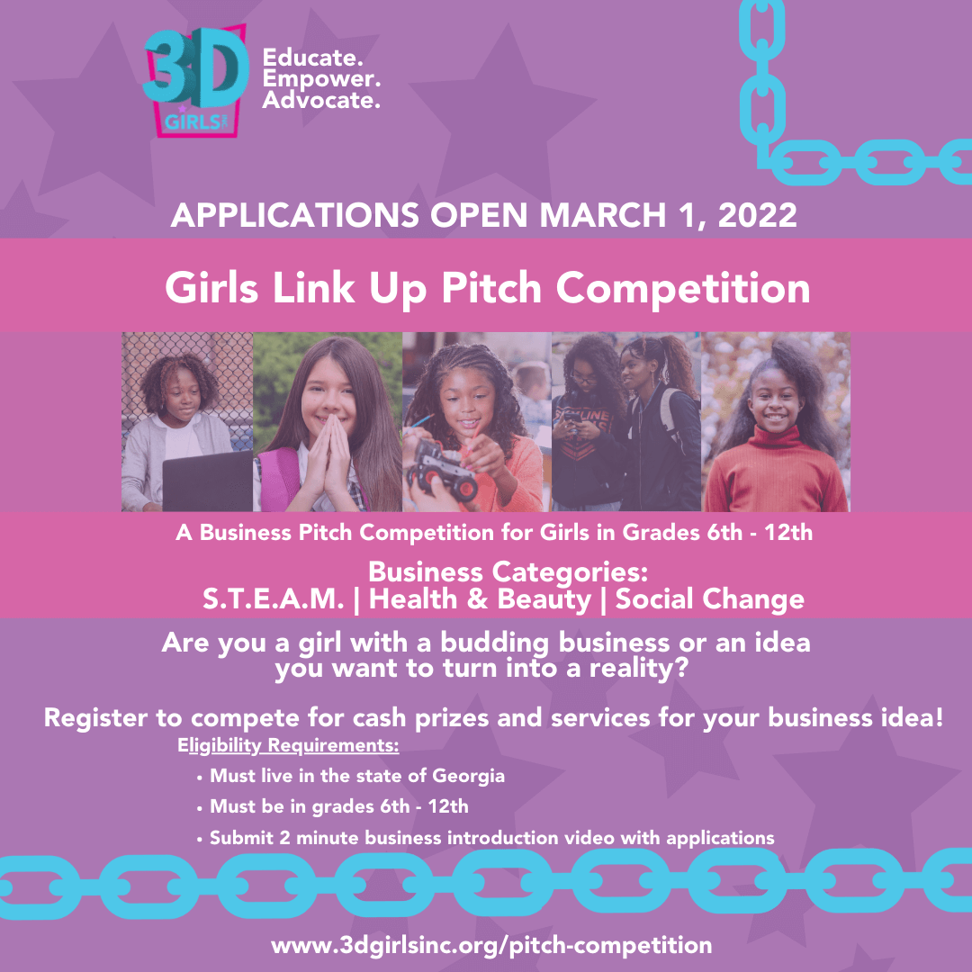 Girls Link Up Pitch Competition - POSTPONED 2022 - 3D Girls, Inc.